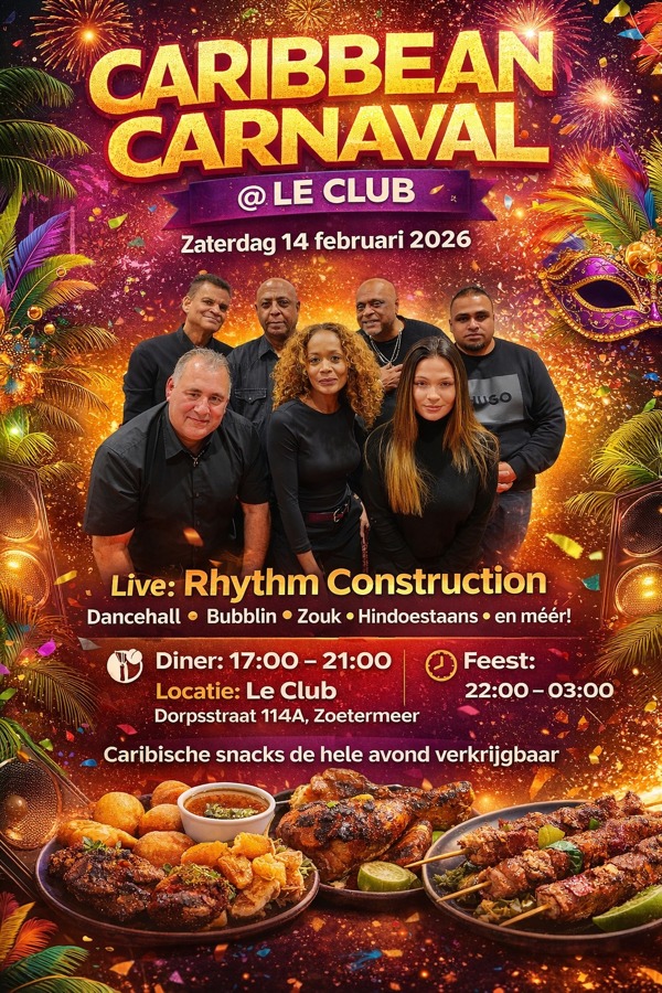 Za 14 feb 2026: Carnaval met Rhythm Construction door Caribbean Corner ...